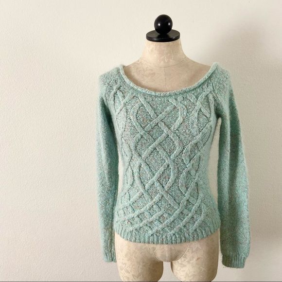 Guess | Sweaters | Vintage9s Guess Knit Sweater Long Sleeve Aqua Blue ...